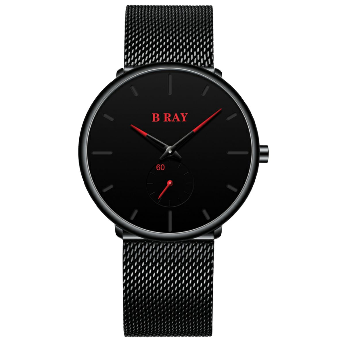 B-Ray Luxury Men's Shrapnel Mesh Steel Quartz Wrist Watch Red | Shop ...