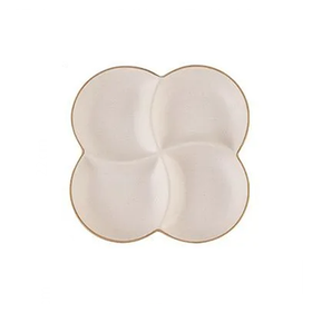 20cm 4-Compartment Multipurpose Partitioned Serving Plate With Gold ...
