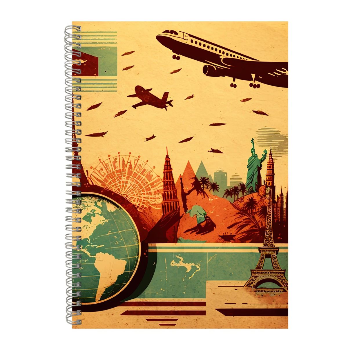 Eifel tower A4 Notebook Spiral Lined Vintage Travel Graphic Notepad ...