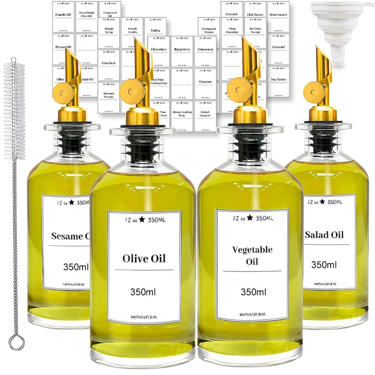4 Pack Glass Olive Oil & Vinegar Dispenser Coffee Syrup Bottle Set ...