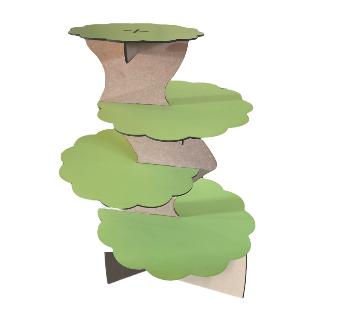 Tree Cupcake Stand-3mm Wood-Brown MDF& Green-Wild One/Safari Birthday ...