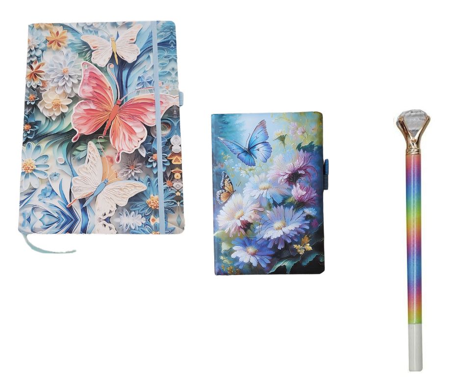 3 Pack Combo A4 & A5 Notebooks with Diamond Stone Ball Top Pen Campus ...