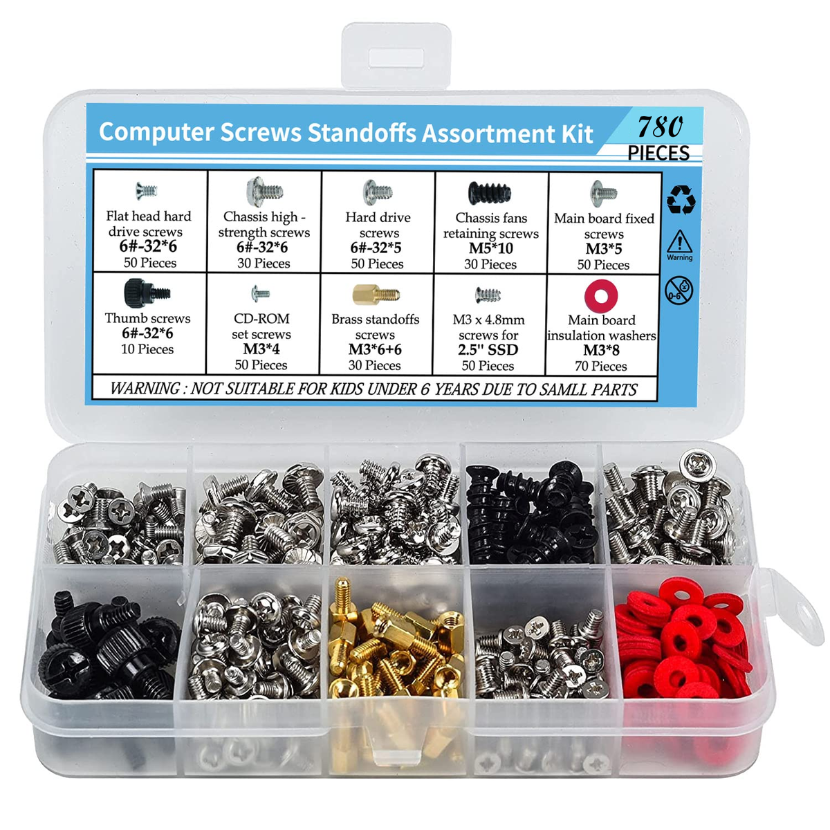 Entratech 780 PCS Screw Set- Diy Kit for Desktop Repairs, Motherboard ...