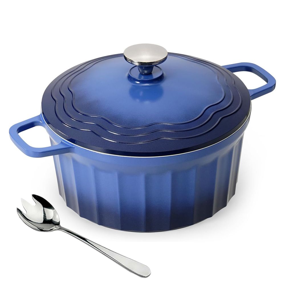 6.5 Quart Enameled Cast Aluminum Series Nonstick Lightweight Casserole ...