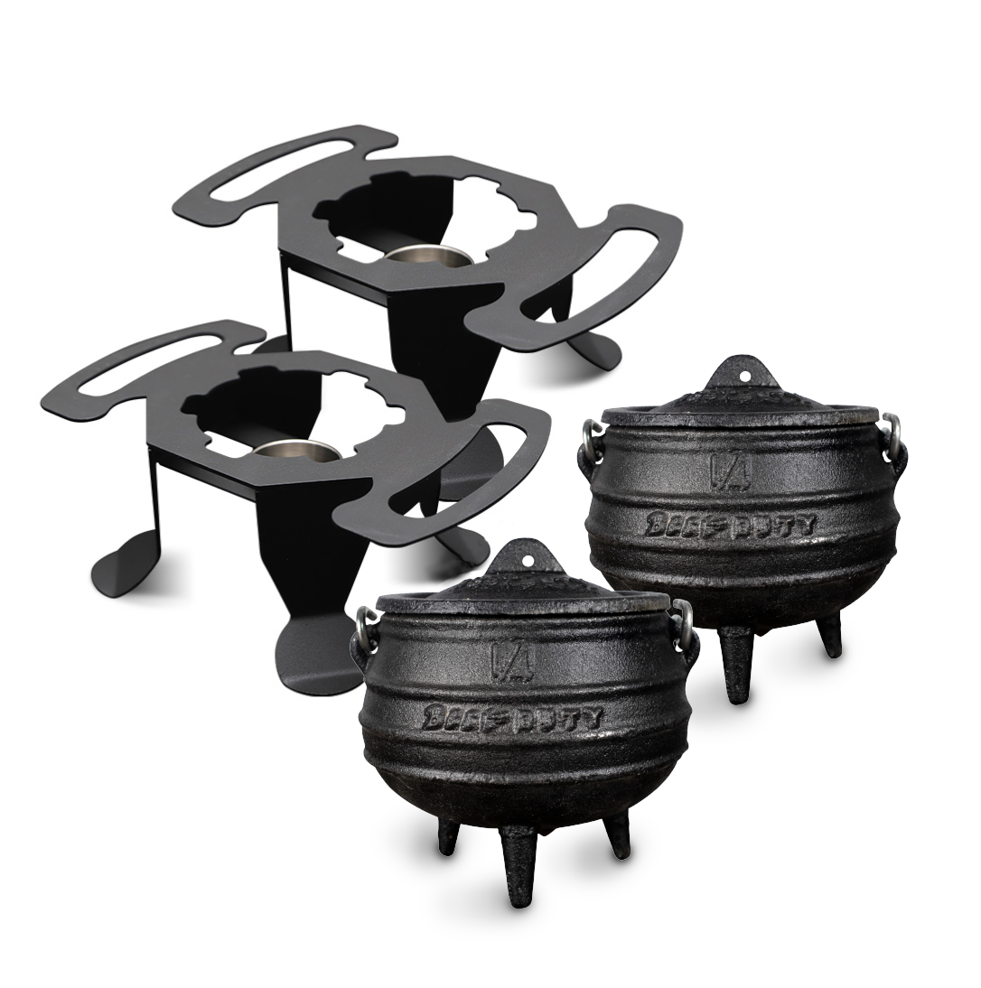 LK's Potjie Cooker #1/4 (set of 2) and Black Pot 3-Leg #1/4 (set of 2 ...