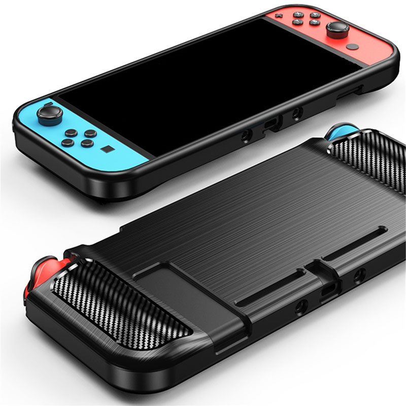 Pro Gaming Nintendo Switch Brushed Texture Carbon Fiber TPU Case Black ...