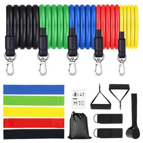 Exercise Resistance Bands Latex Elastic Yoga Straps With Handles Set Of ...