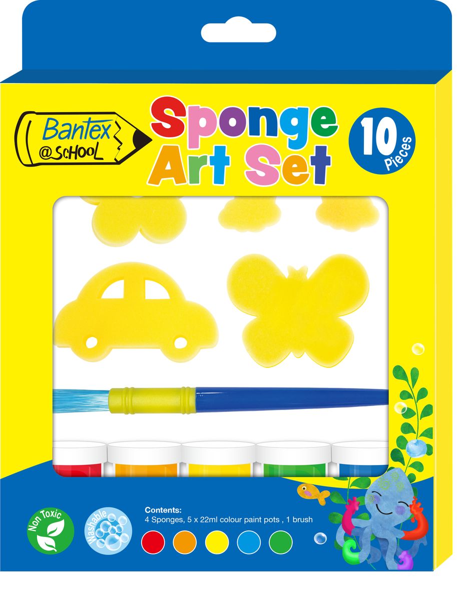 Bantex Sponge Art set - 10pc - Poster paints and accessories | Shop ...