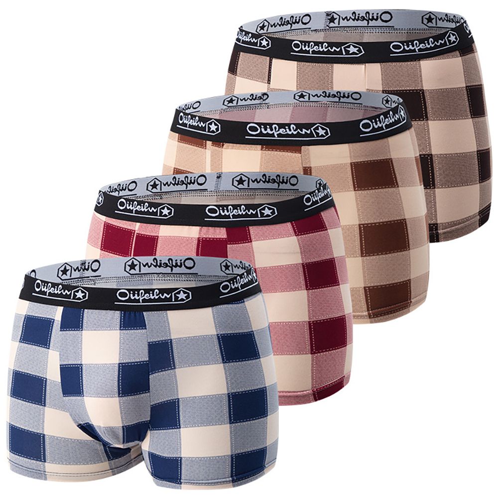 Men's Plaid Boxer Briefs Comfortable Underwear for Young Men - Pack of ...