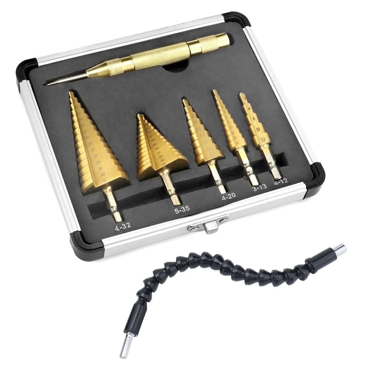 7 PCS HSS High Speed Steel Step Drill Bit Set Taper Drill Bit Extender | Shop Today. Get it ...