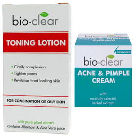 Bio-clear Acne & Pimple Cream 40ml with Bio-clear Toning Lotion 100ml ...