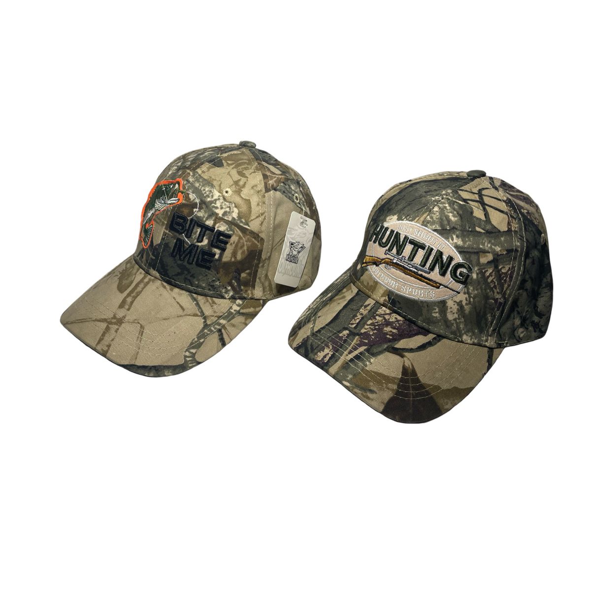 Camouflage Baseball Cap with Embroidered "Bite Me & Hunting" | Shop ...