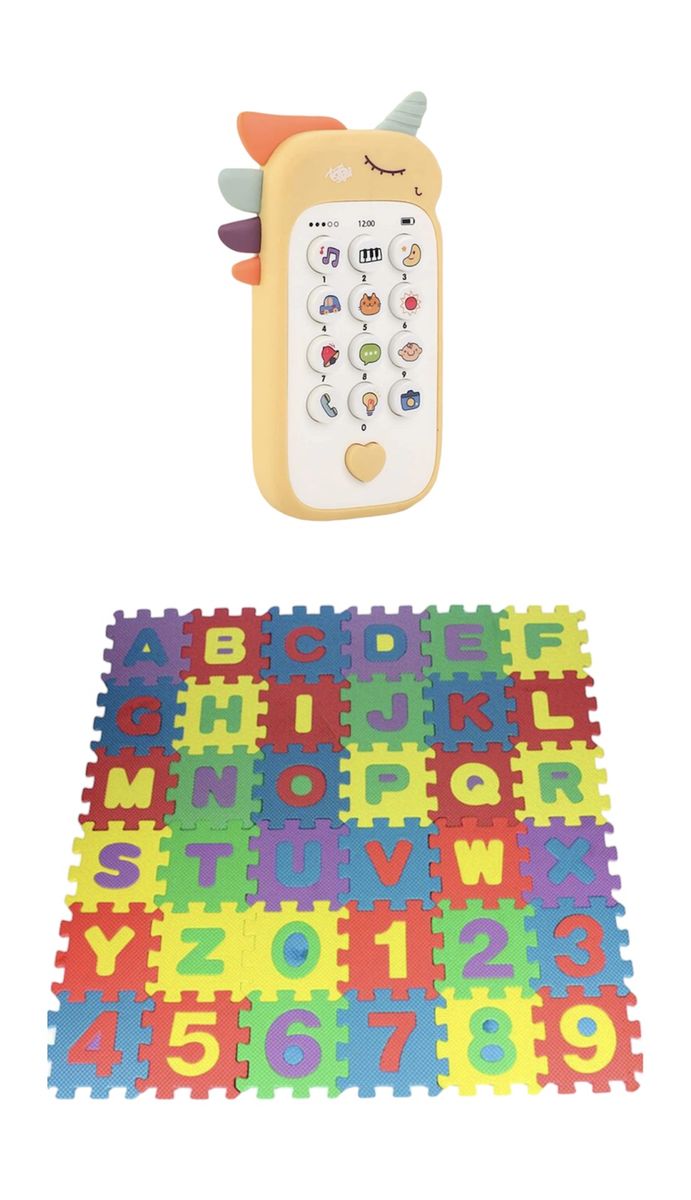 Learning Language Phone with 36 Piece Letters and Numbers Puzzle Mat ...