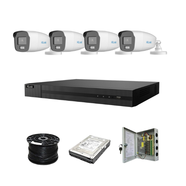 Colour Night vision-Hilook Hikvision 4ch Turbo HD kit-4x1080p ColVu Cam ...