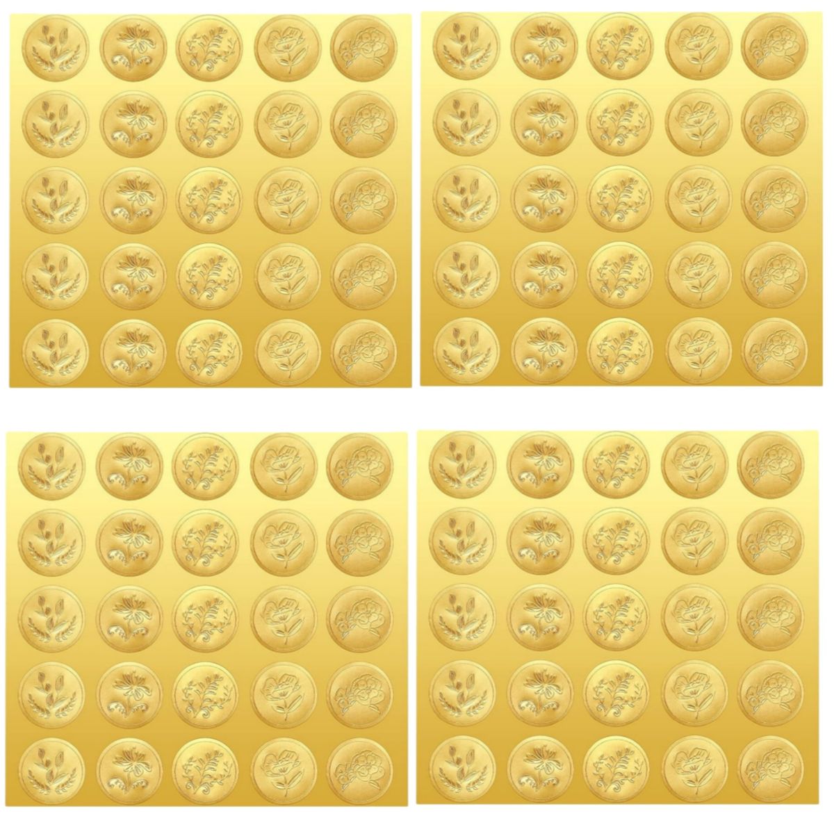 Gold Raised Wax Seal Stickers 100Pcs - 5 Embossed Paper Designs with ...