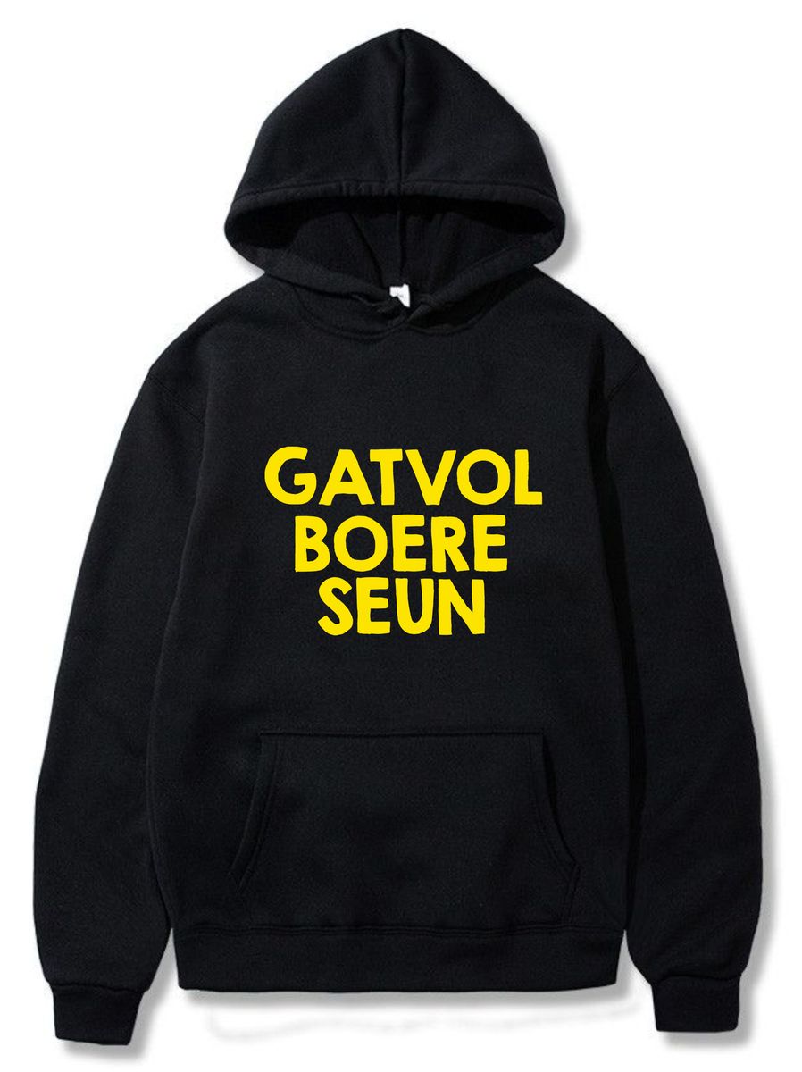 Biker - Gamer - Afrikaans Gatvol Boere Seun Black Hoody Yellow print ...