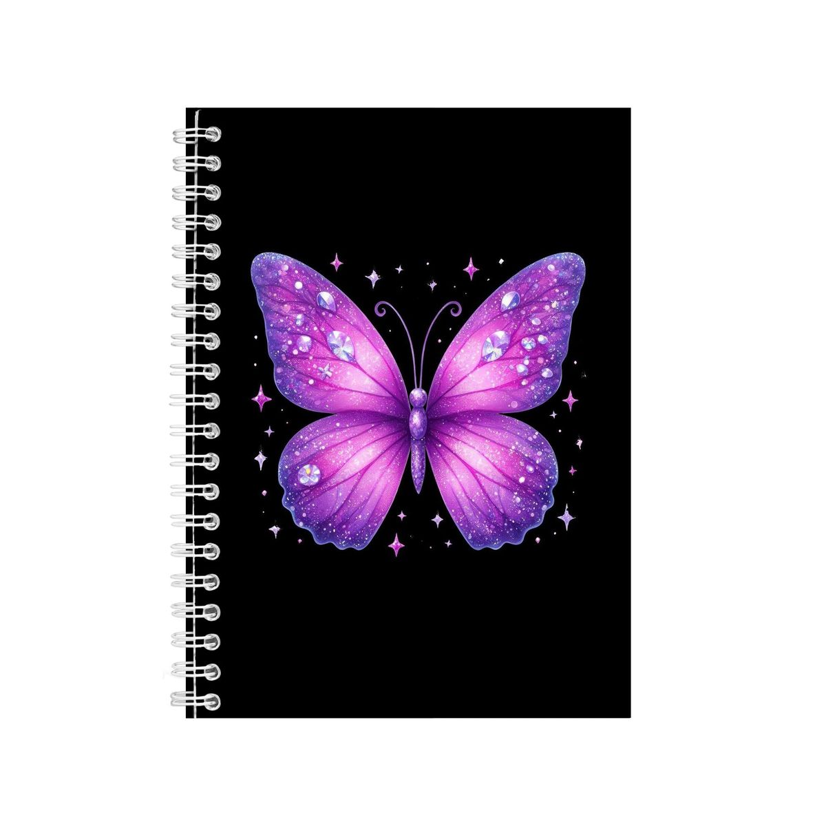 Purple A5 Notebook Spiral Lined Notepad Glitter Butterfly Idea 353 ...
