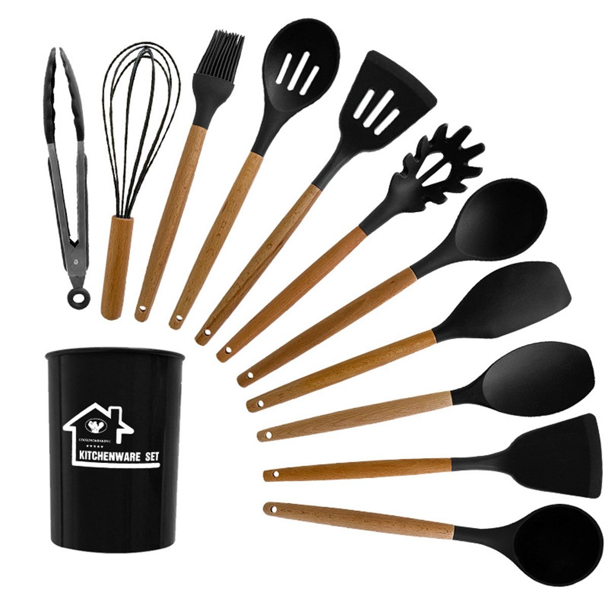 12 Pcs Silicone Kitchen Utensils Non Stick Cookware Kitchen Utensil Set ...