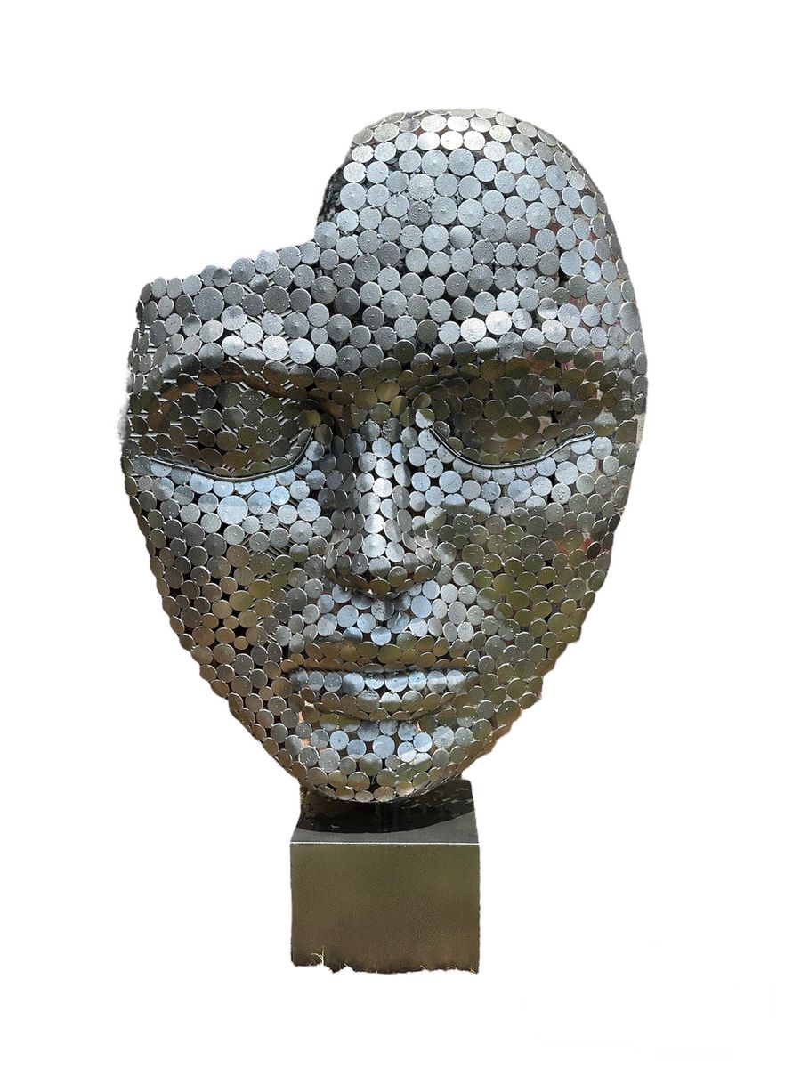 3D Large Outdoor Garden Pop Metal Art Abstract Face Sculpture Shop
