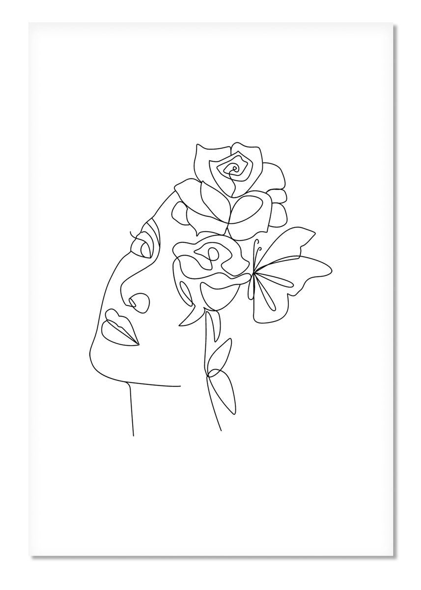 Wall Art Line Art Abstract Face With Flowers Shop Today Get It
