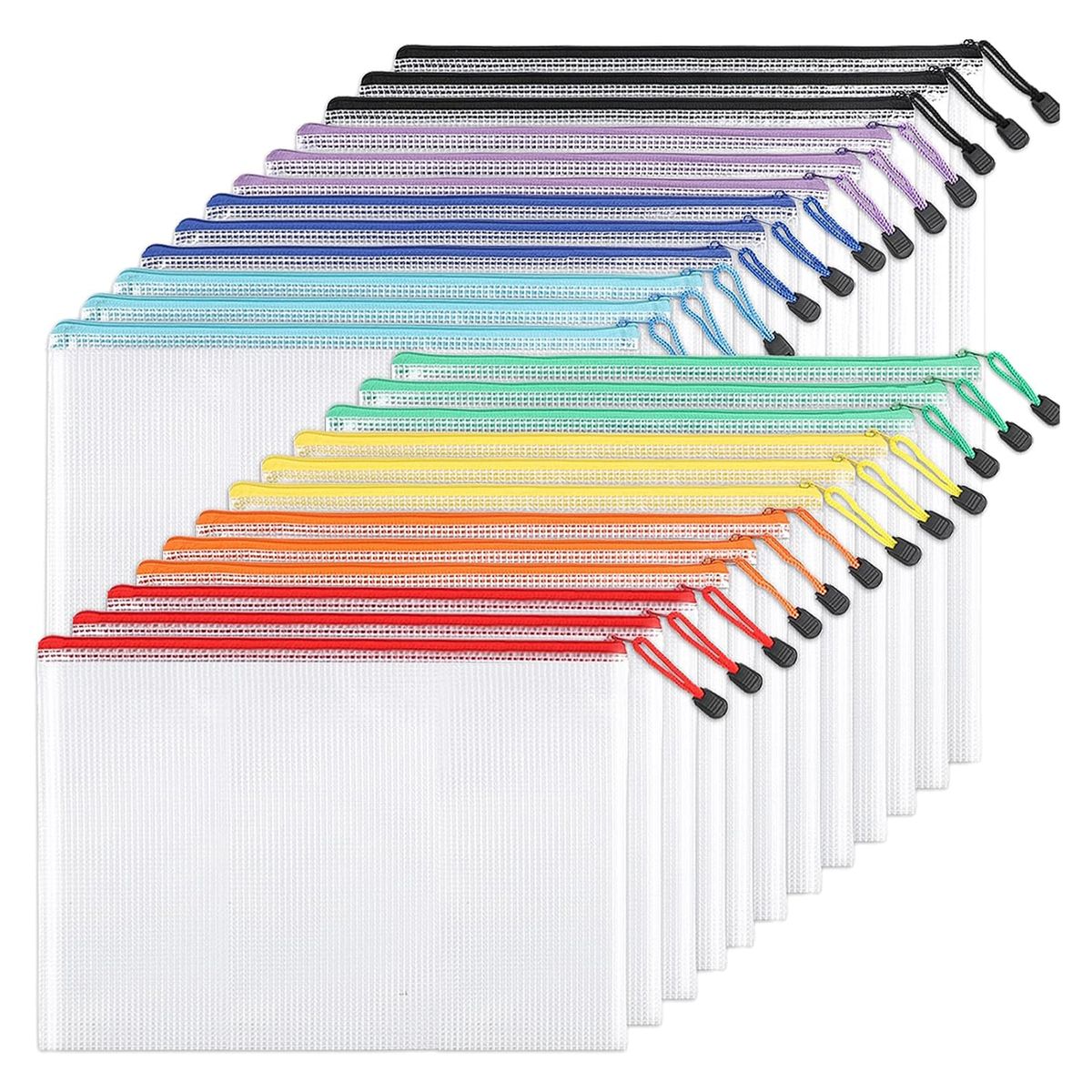 24 Pcs Mesh Zipper Pouch Document Bags PVC Waterproof Storage Bag ...