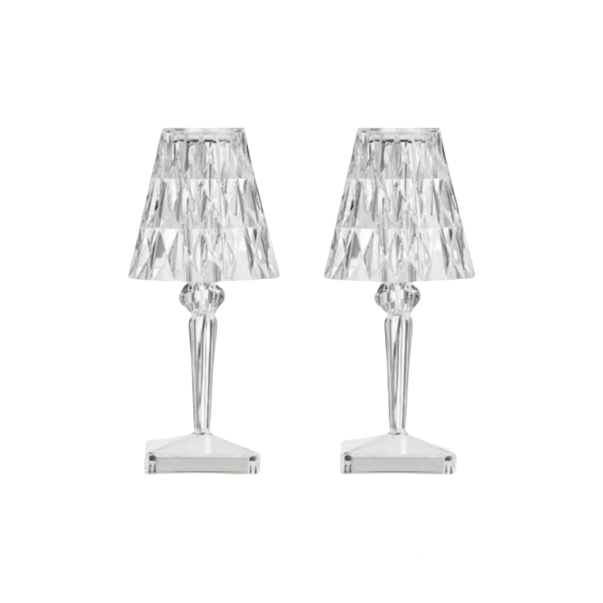 Twin Two Table Lamp Acrylic Crystal Touch LED USB Rechargeable Light ...