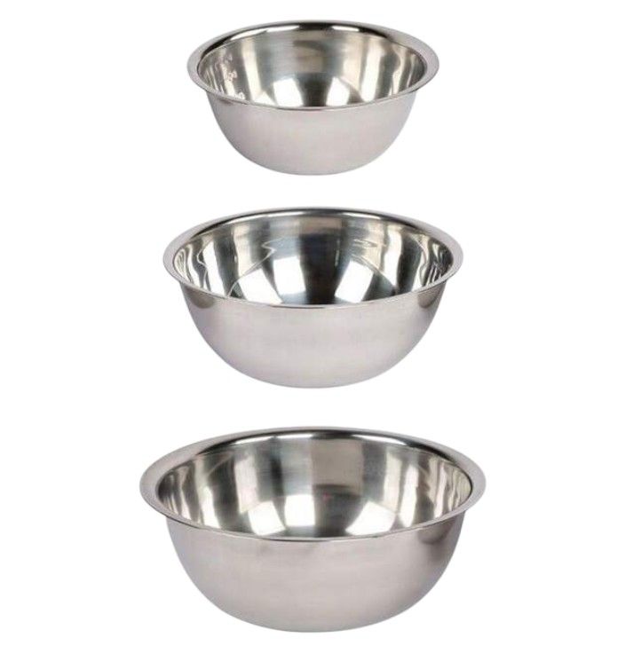 3 Piece Stainless Steel Mixing Bowl Set With Various Sizes - Silver ...