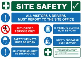 Site Safety all visitors must report to the site office 60x80cm sign ...