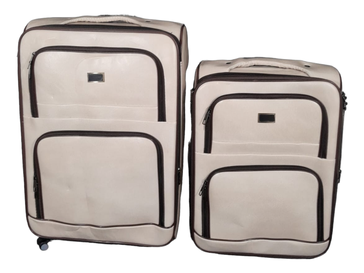 IYWA Professional Luggage Set of 2 Leather Travel Suitcase Set - White ...