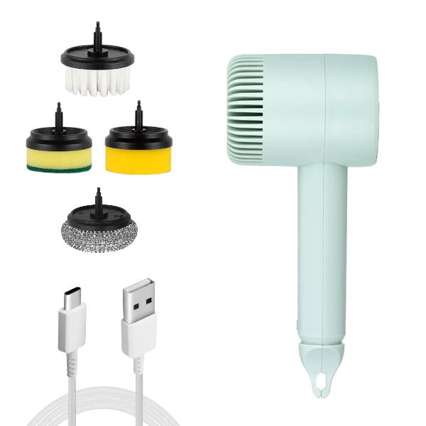 teckwe - Electric Spin Scrubber With 4 Replaceable Cleaning Heads ...