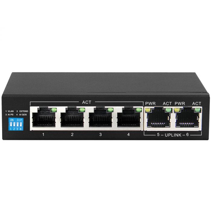 Scoop 6 Port Gigabit Ethernet Switch with 4 AI PoE and 2 Uplink Ports ...