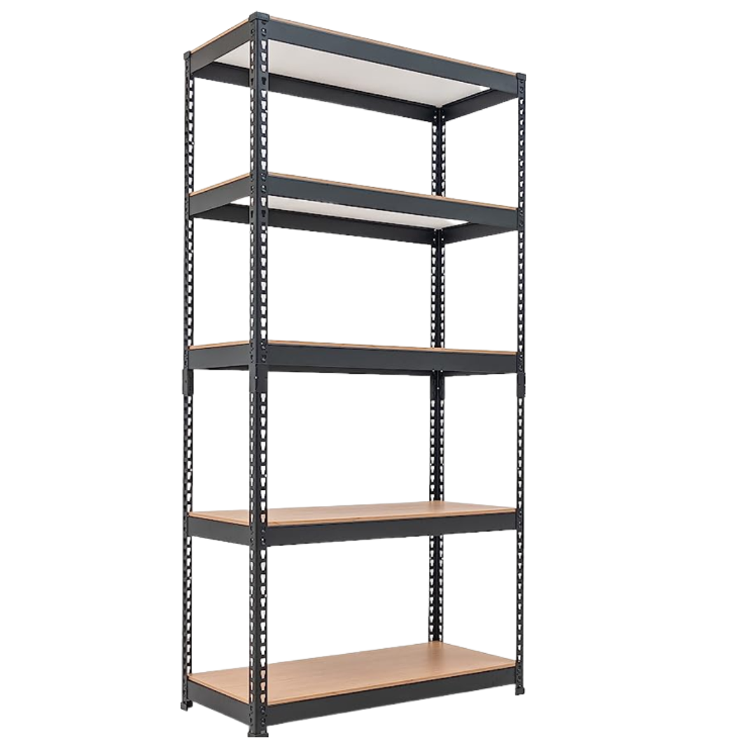 Storage Rack Shelf Black (Steel And MDF Wood) - 5 Tier - 30cm Deep ...