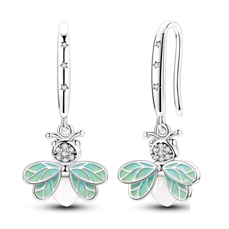 S925 Silver Firefly Earrings with BlueGreen Wings - Sparkling Zircon ...