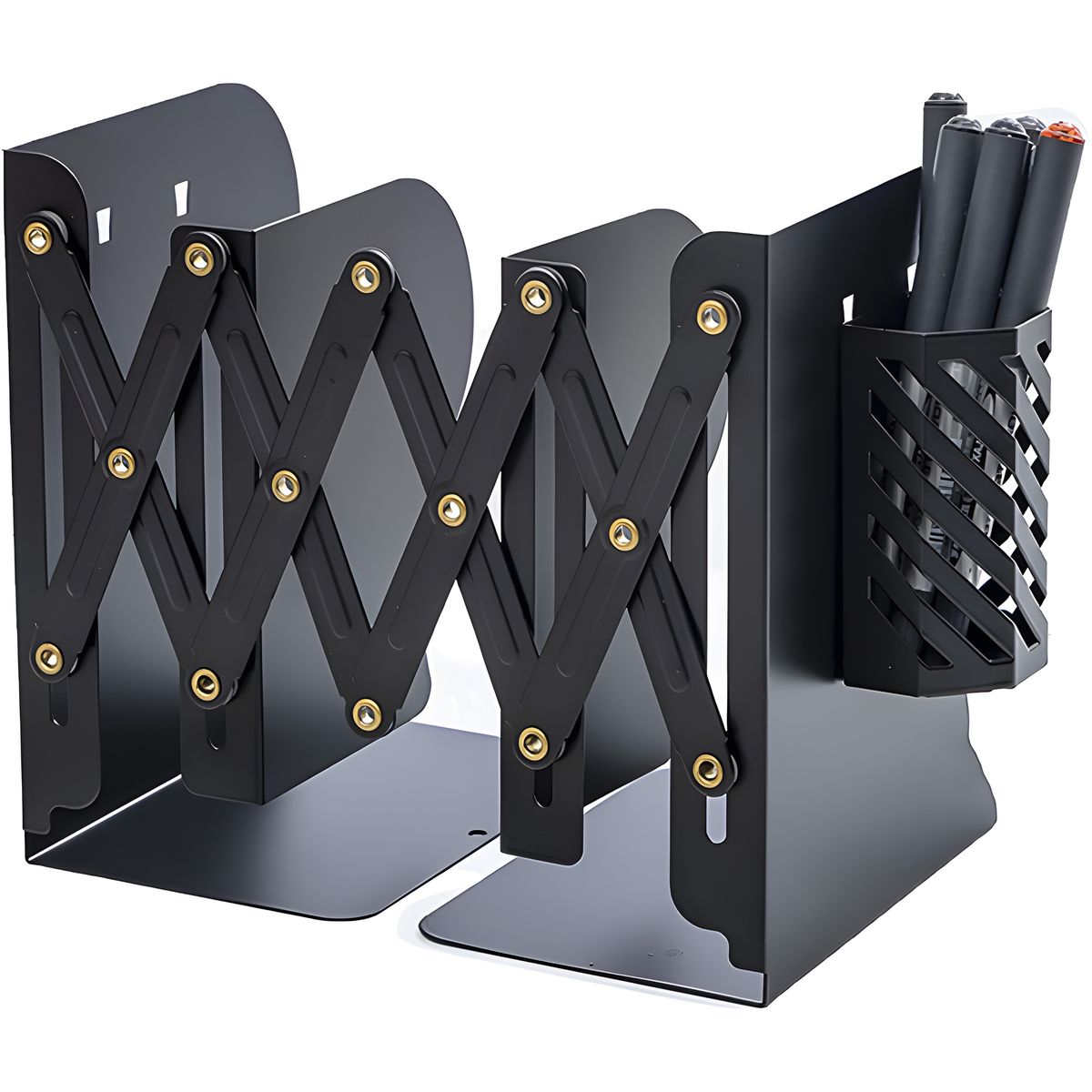 Expandable Bookend with Pen Holder Adjustable Book Shelf Organizer ...