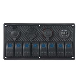 8 Gang Switch Panel with Cigarette Lighter Socket, USB, and Volt Meter ...