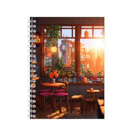 Pixel Art A5 Notebook Spiral and Lined with Trendy Cafe Graphic Notepad ...