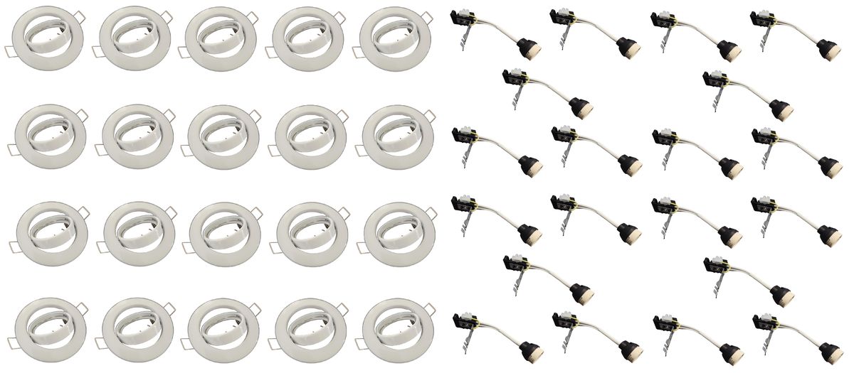 Swivel Down Light Fittings & Gu10 Holder With Bracket & Connector - 20 ...