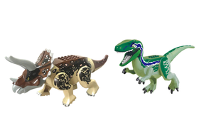 Dinosaur Building Blocks Toy, Triceratops & Blue Raptor - 2 Pack - 28 ...
