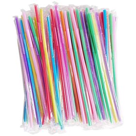 100 Disposable Straws Individually Wrapped Plastic Flexible Straws ...