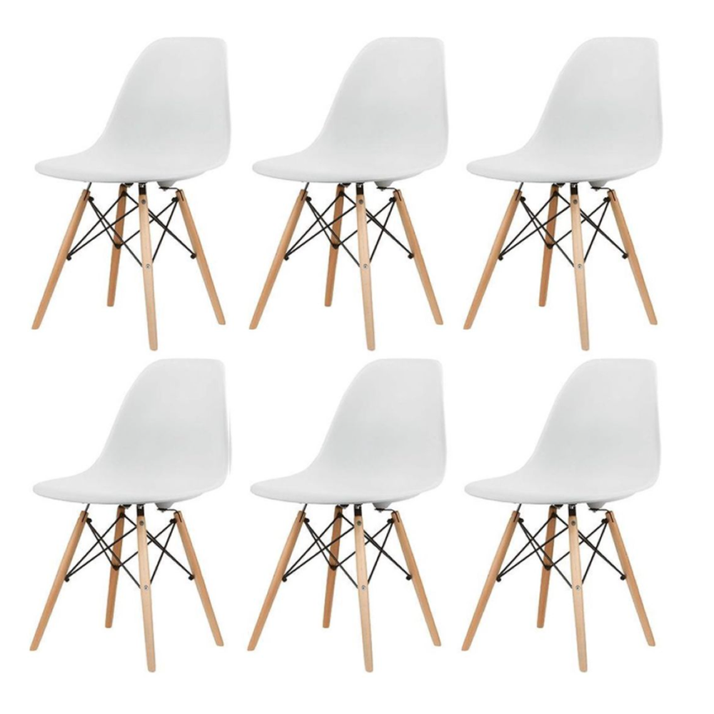 6 x Wooden Leg White Dining Chairs | Shop Today. Get it Tomorrow ...