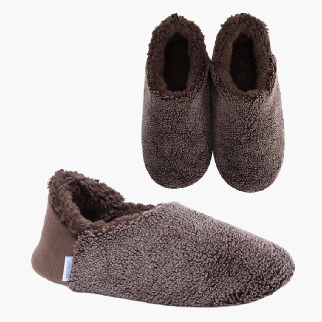 Snoozies Mens Fleece Slippers Two Tone Brown Non Skid Soles | Shop ...