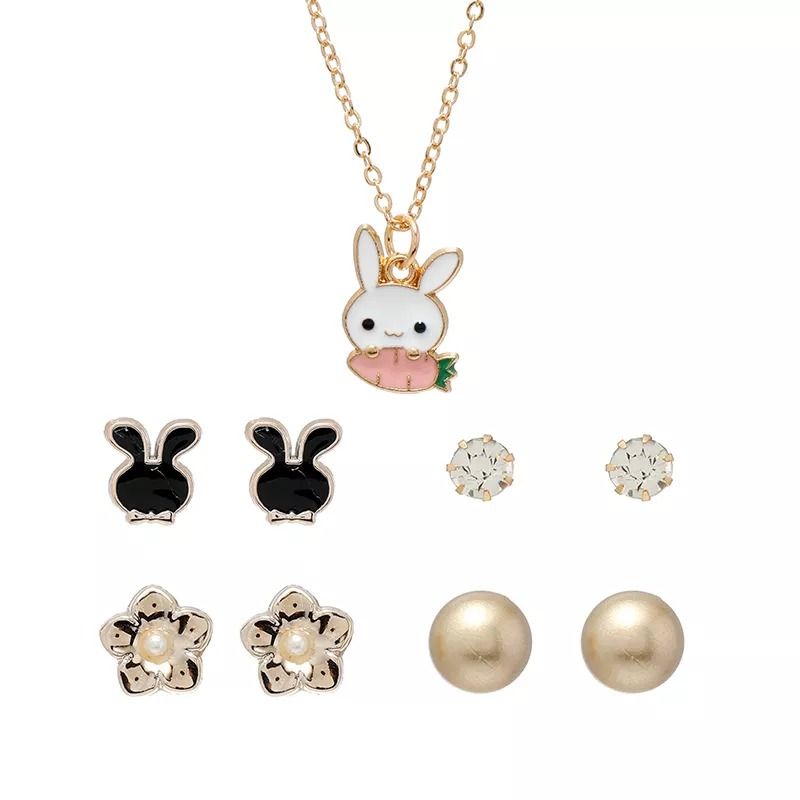 Bunny Gold Plated Necklace + Earring Gift set | Shop Today. Get it ...