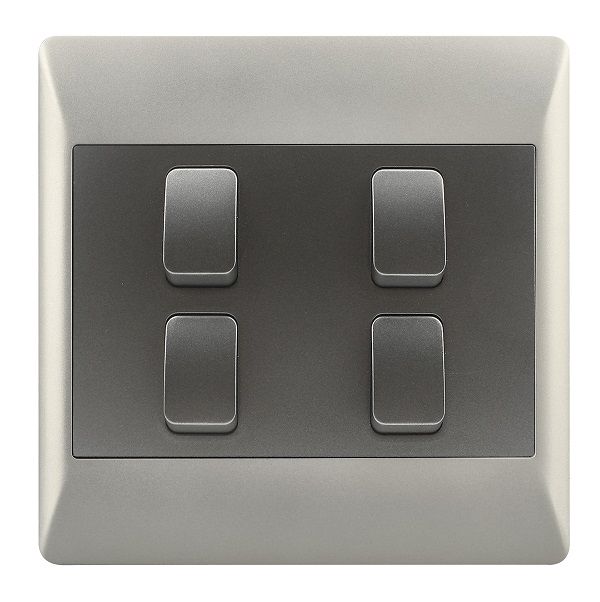 4 Lever 1 Way Light Switch for 4 X 4 Electrical Box In Silver | Shop ...