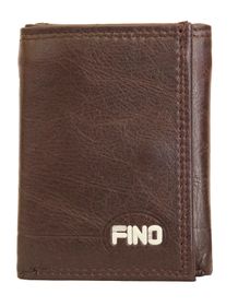 Fino DWS-823 Genuine Leather Logo Design Slim Trifold Wallet with Box ...