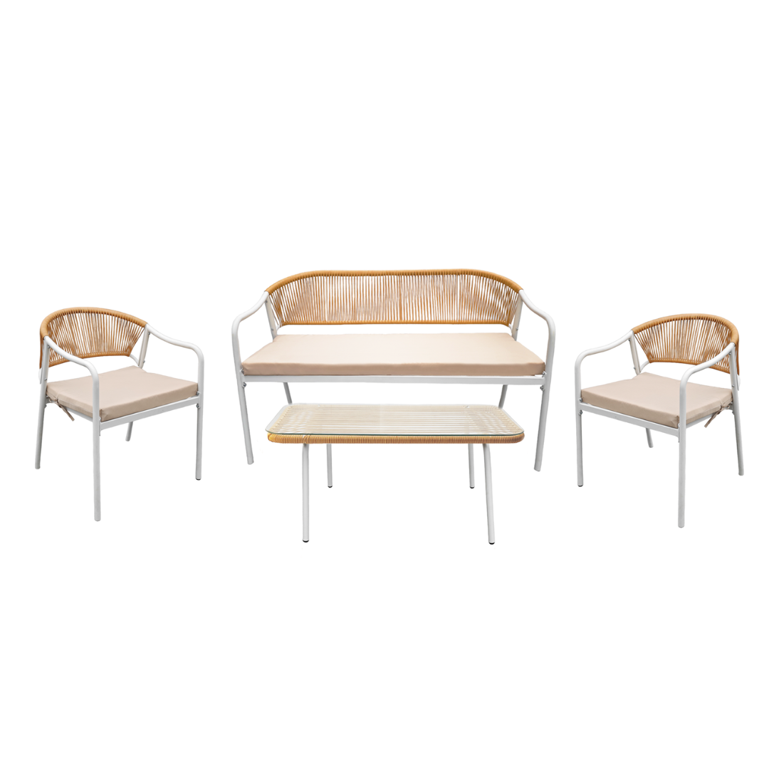 George & Mason - Steel Wicker Conversation 4 Piece Patio Set - Oatmeal ...