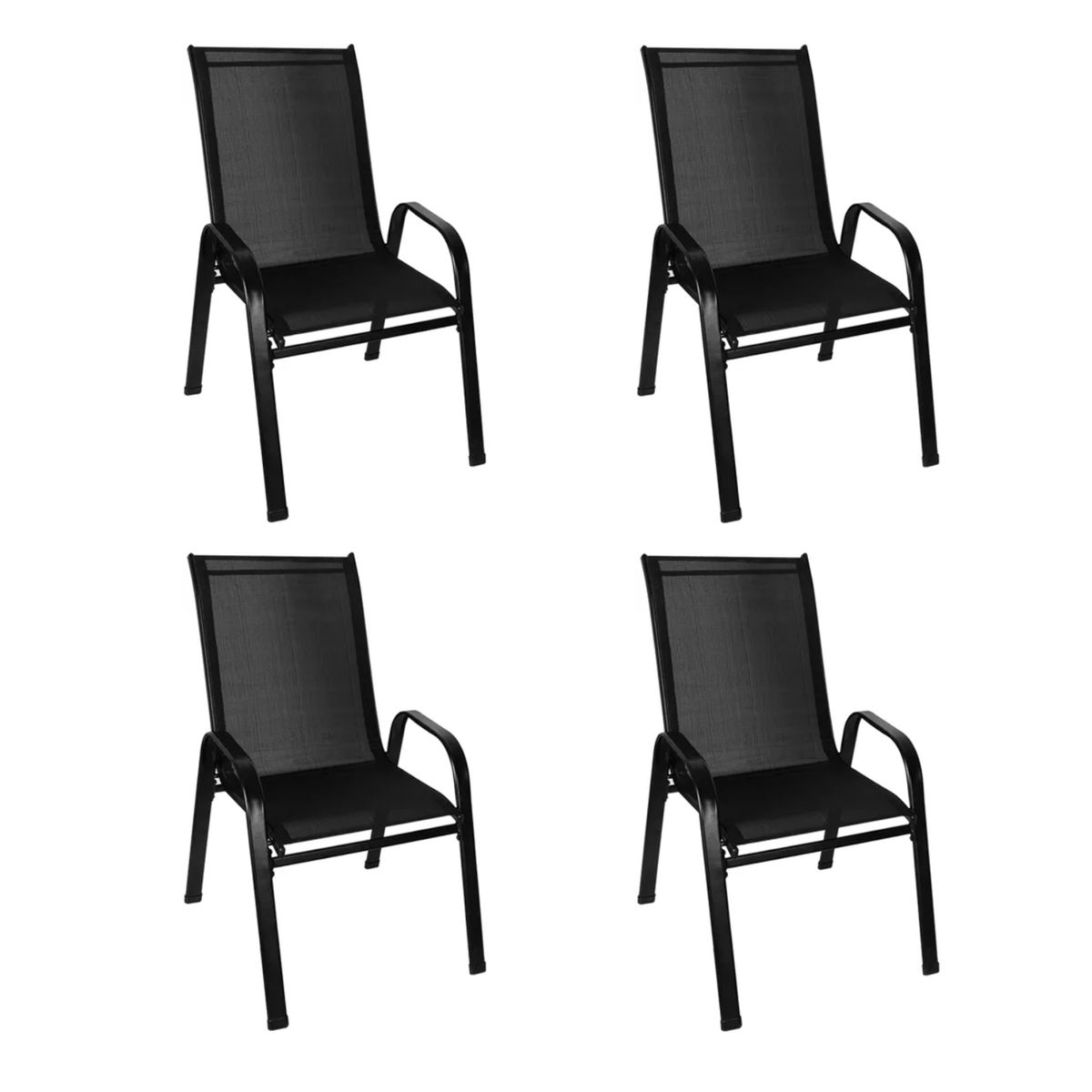 Anchor 4 Stackable Textilene Garden Patio Balcony Outdoor Dining Chairs ...