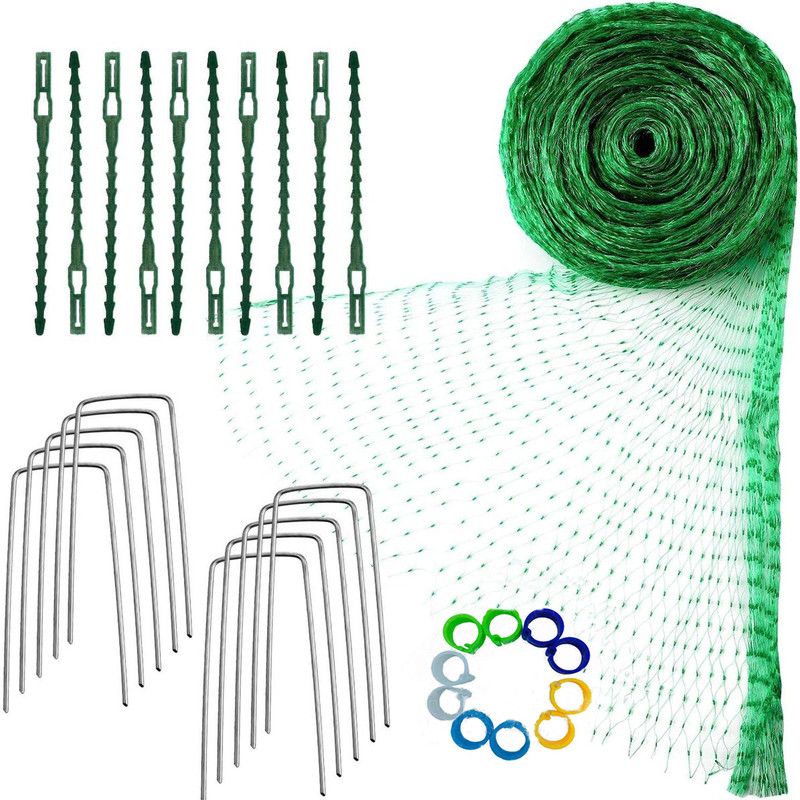 4x10m Garden Bird Anti Net Plant Protection Mesh with Ground Nails and ...