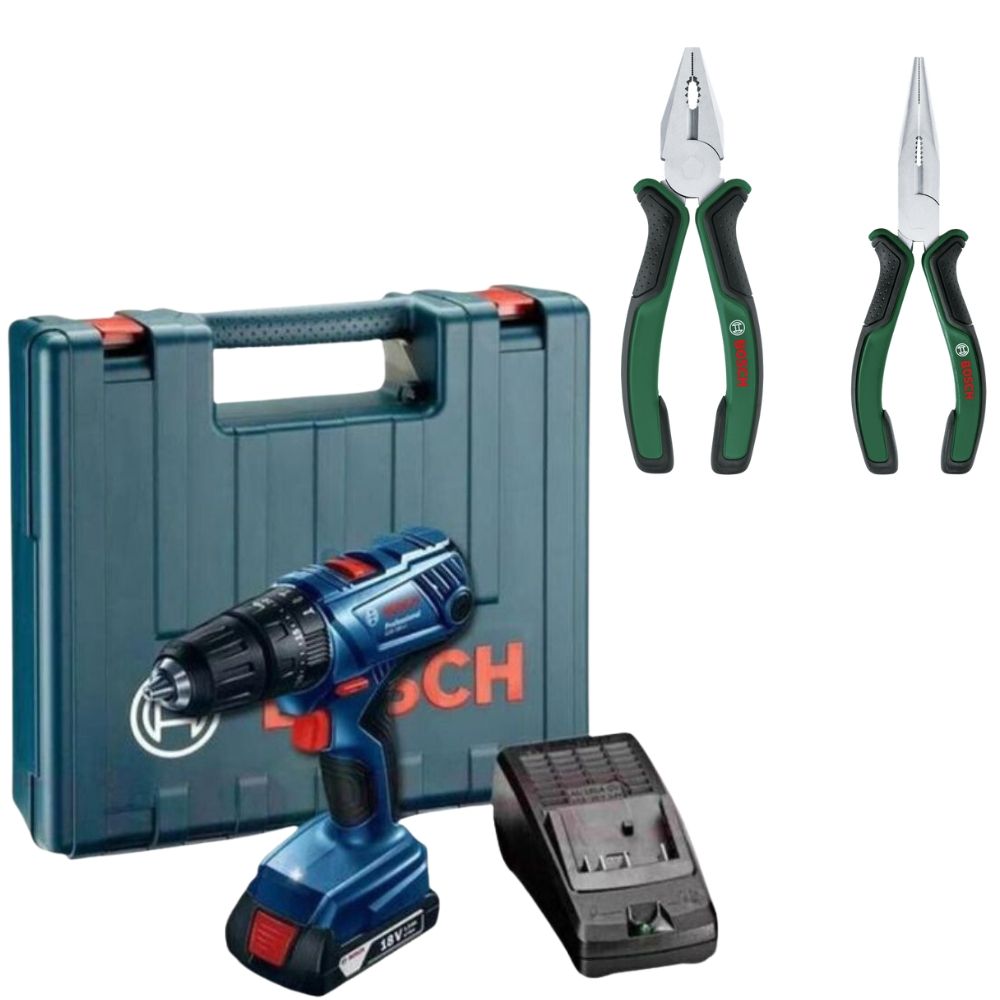 Bosch - GSB180-LI Cordless Drill with 2-Piece Pliers Set | Shop Today ...