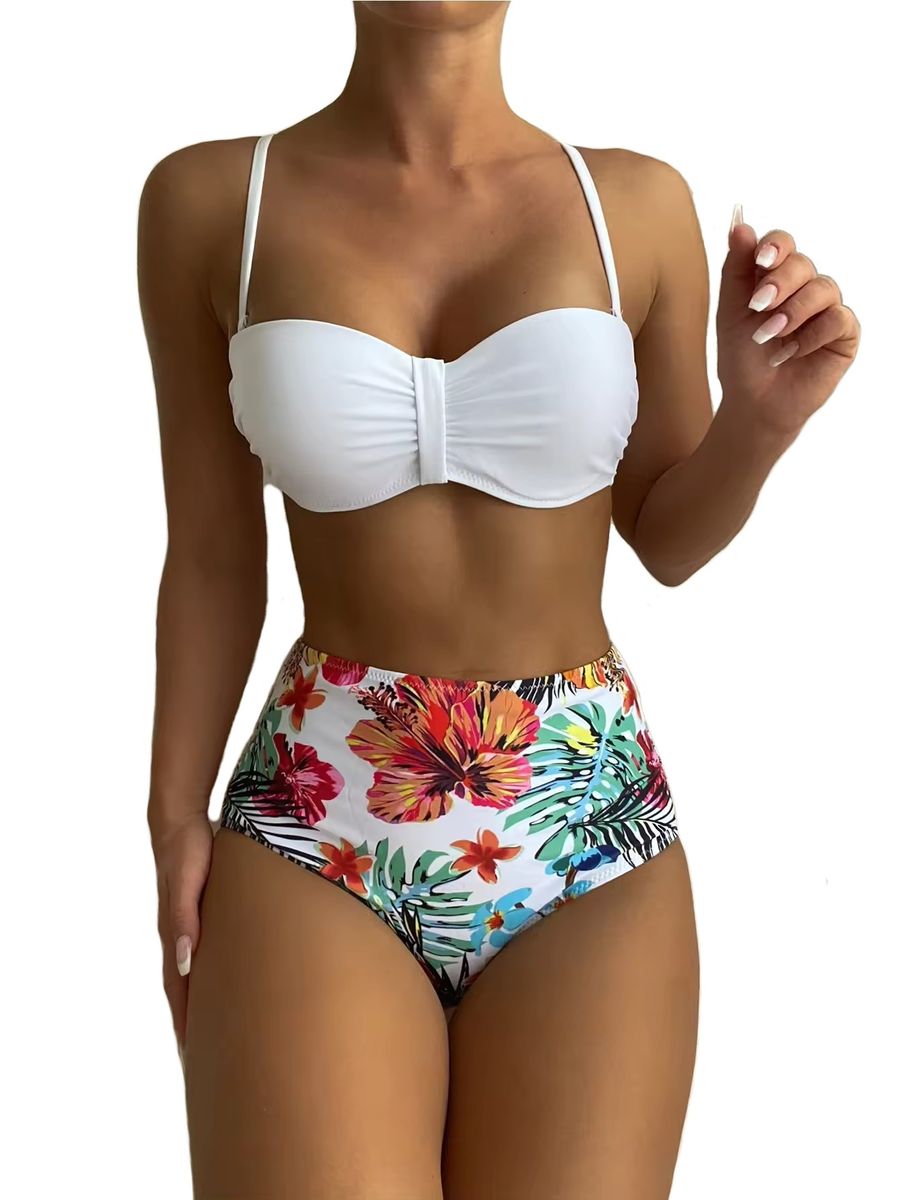 Women Two Piece Vintage Swimsuit High Waisted Bikini Set Ruched Bath Suit | Shop Today. Get it ...