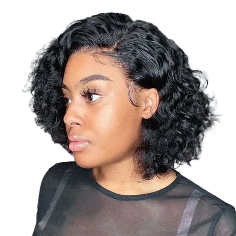 VSP 12Inch Brazilian Water Wave Wig-13x4 Short Curly Bob Lace Frontal ...